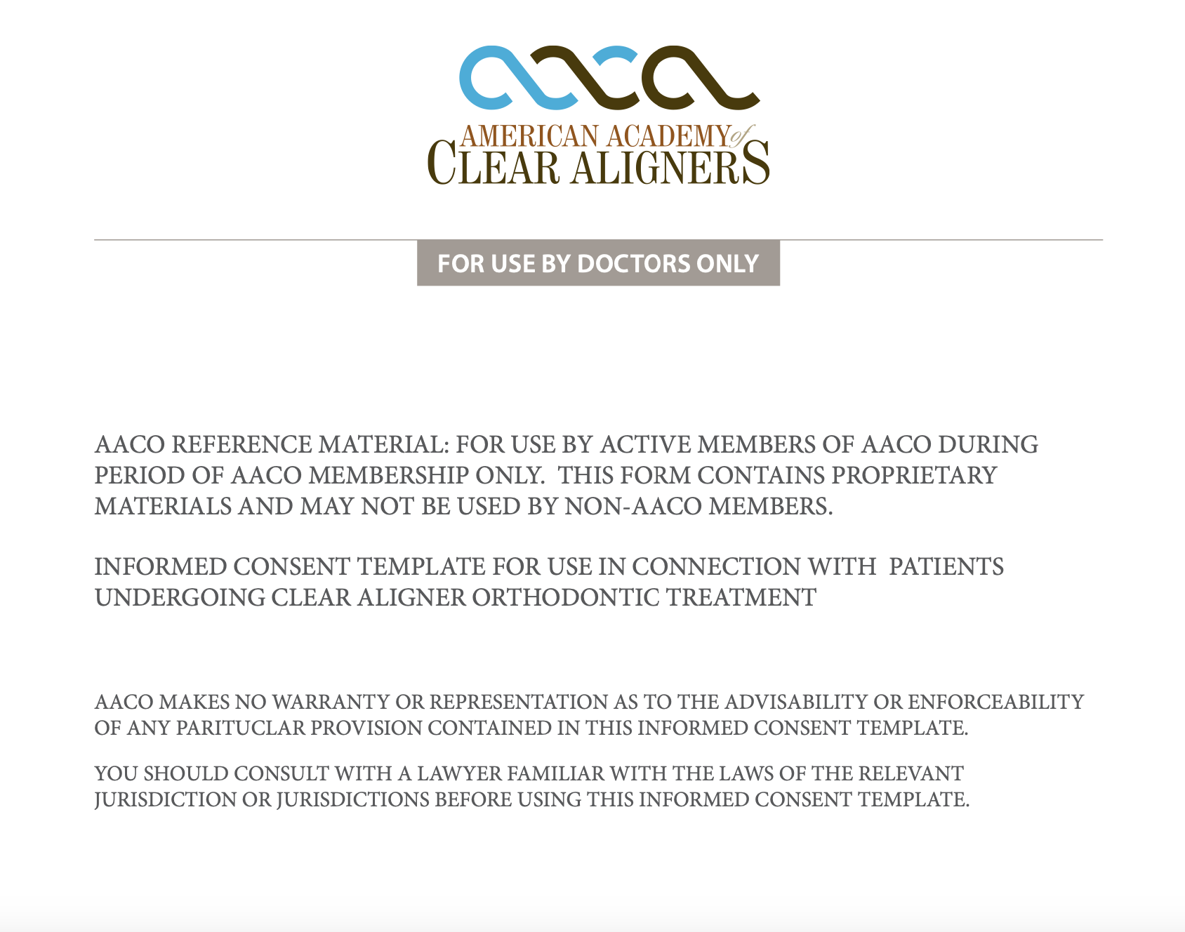 American Academy Clear Aligners Consent Form - Dental Success Network