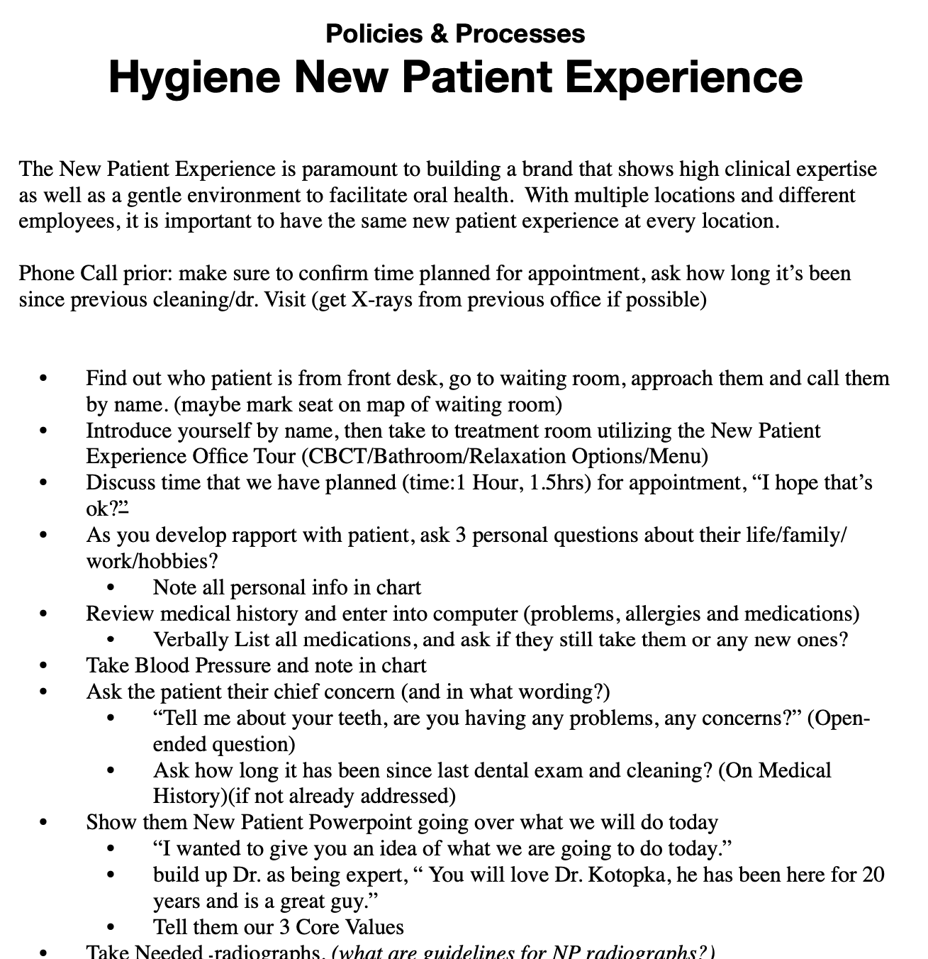 Hygiene New Patient Experience - Dental Success Network