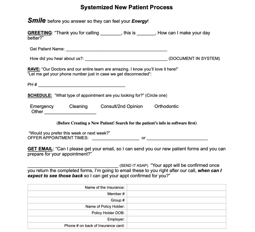 New Patient Protocol - Dental Success Network