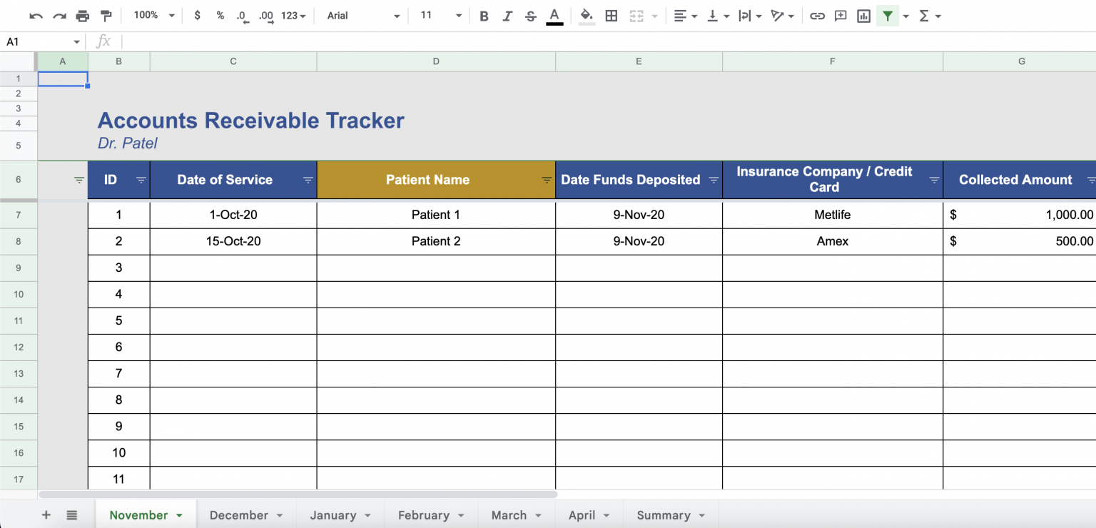 AR Tracker Template - Dental Success Network