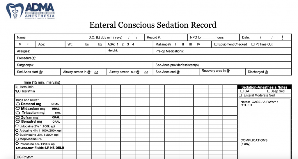 Oral Sedation Record Sheet - Dental Success Network