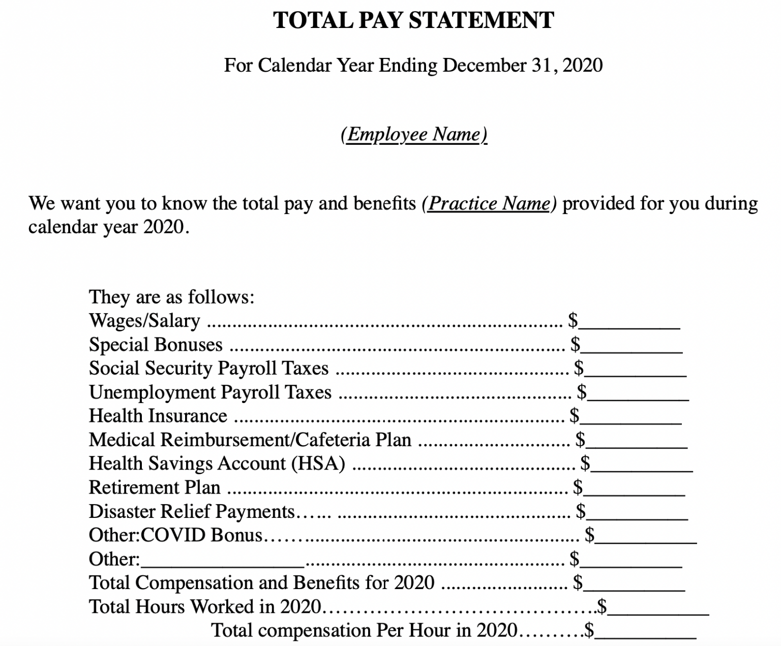 Total Pay Statement - Dental Success Network