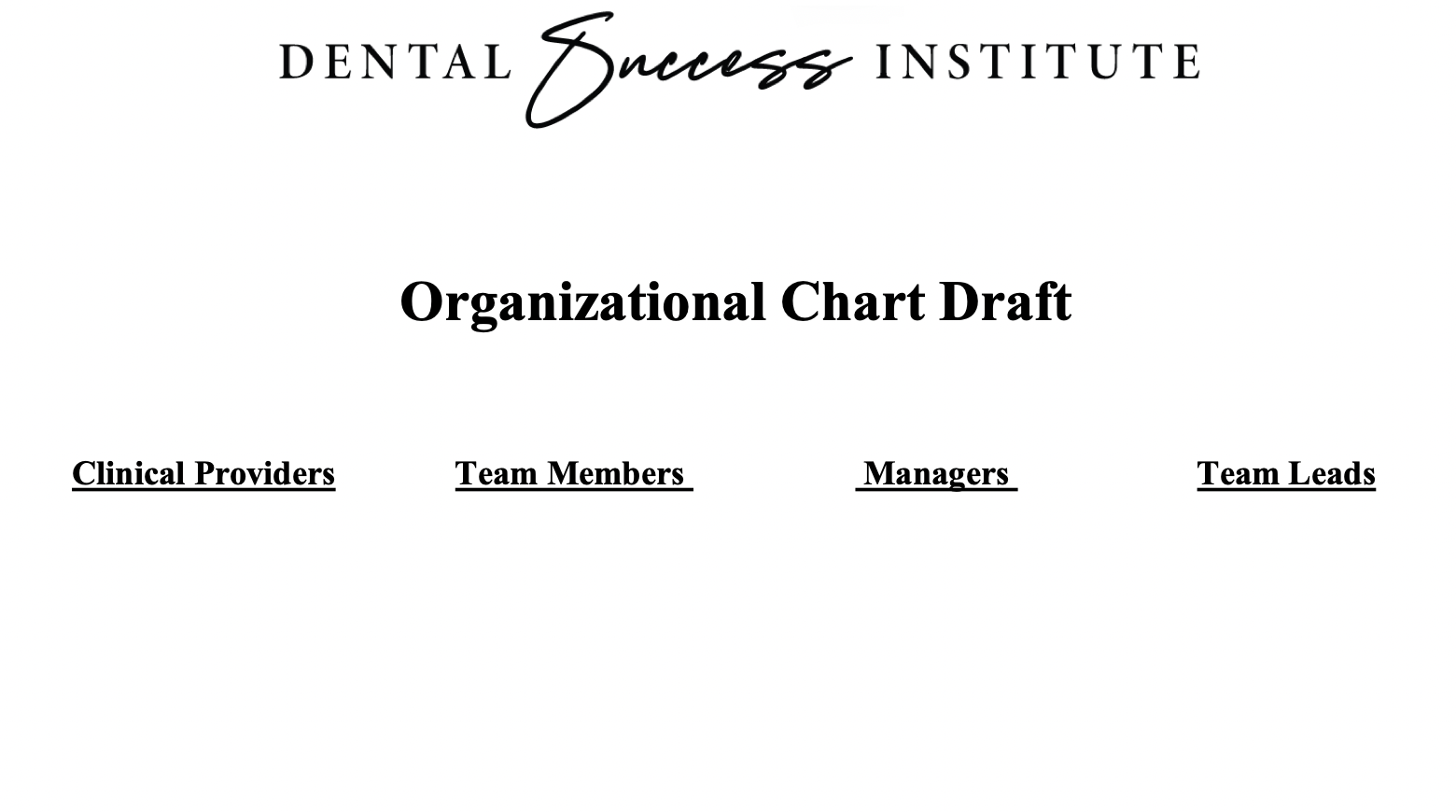 Organizational Chart Draft - Dental Success Network