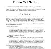 Phone Call Scripts - Dental Success Network