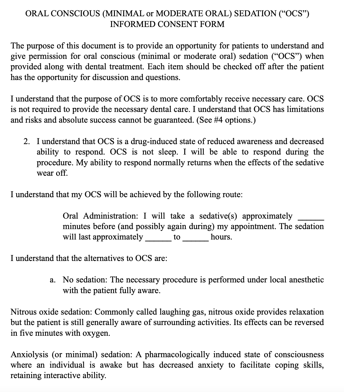 Informed Consent for Oral Sedation - Dental Success Network