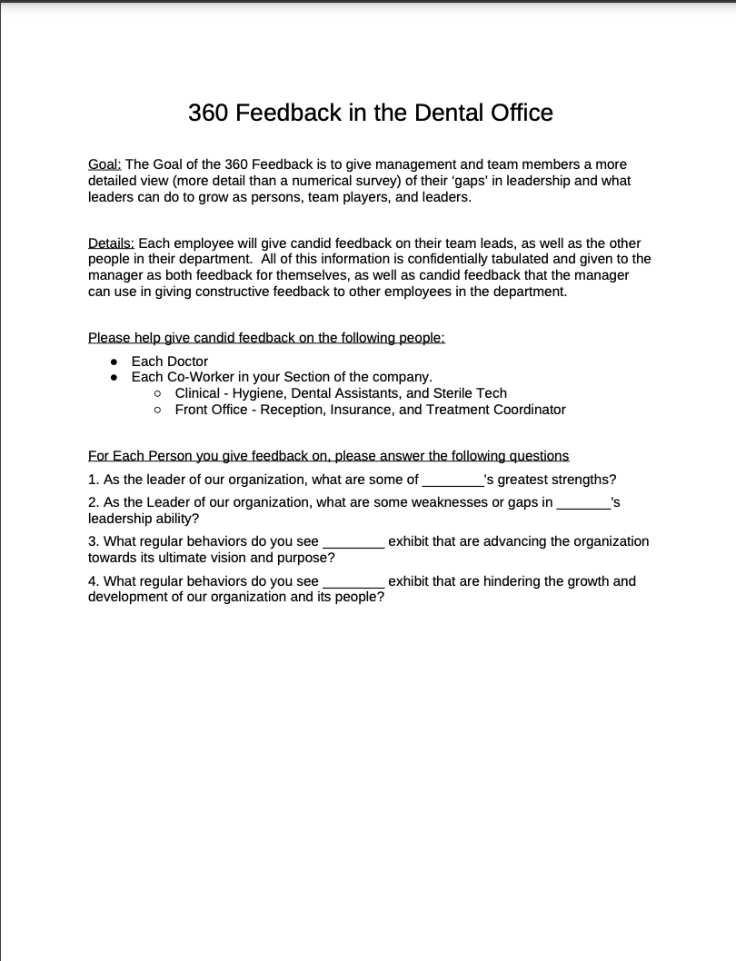 360 Feedback in the Dental Office - Dental Success Network