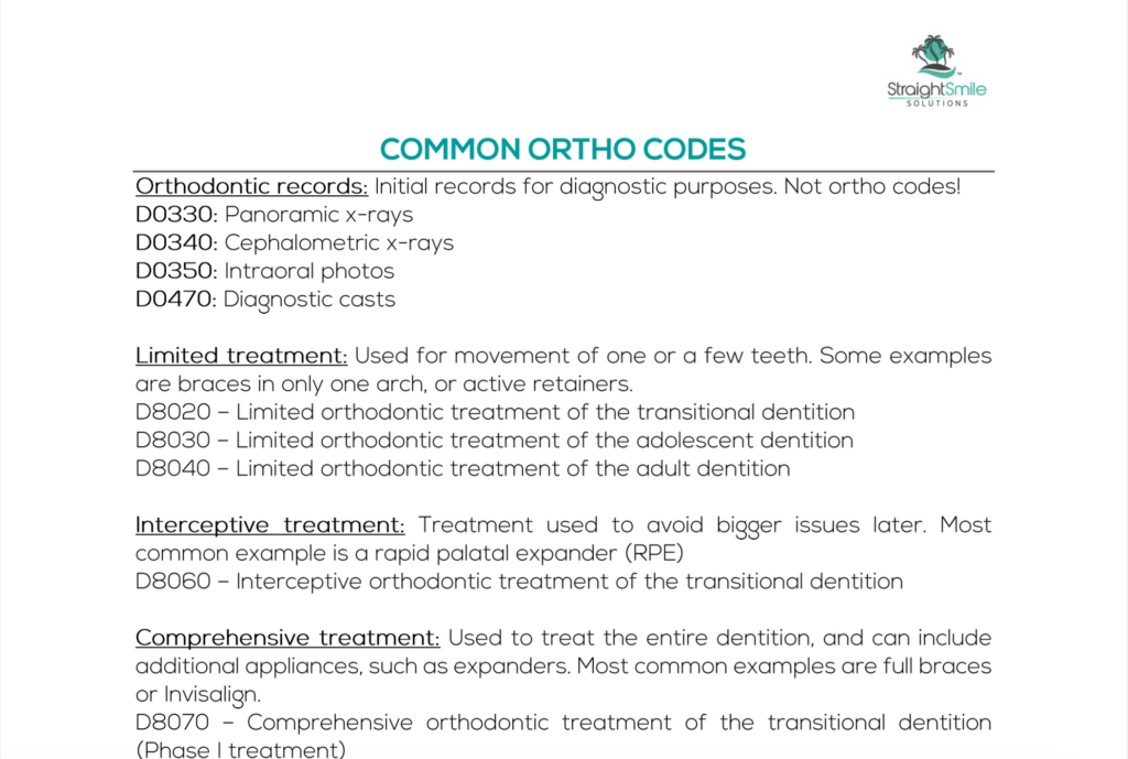 General Orthodontic Insurance Codes - Dental Success Network